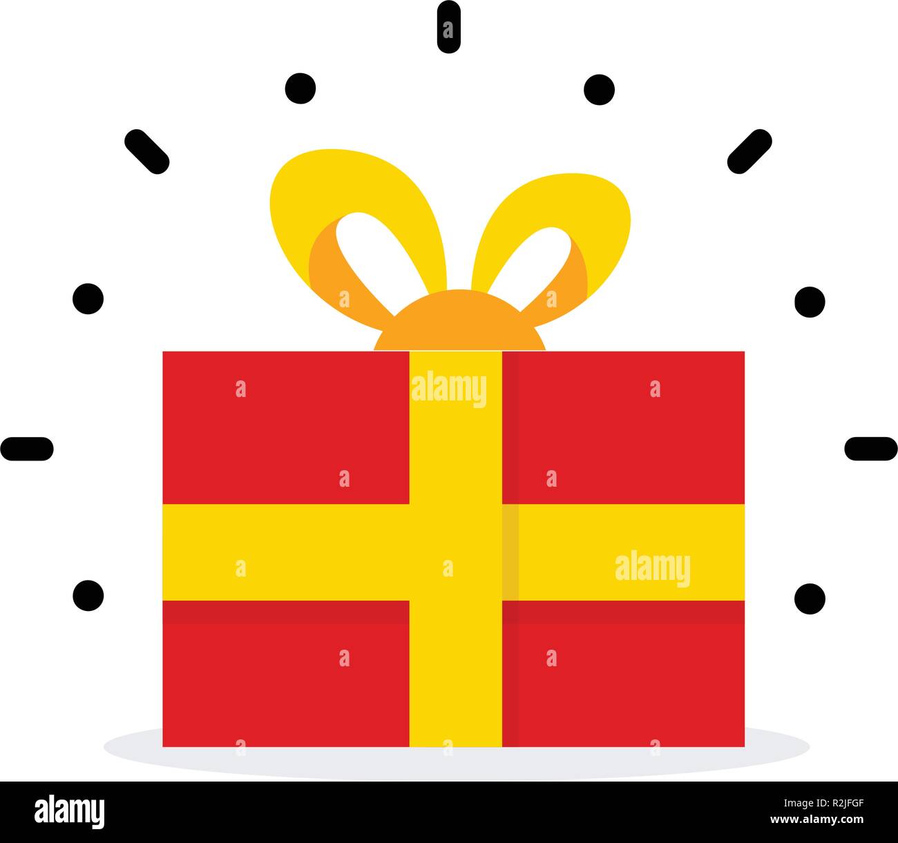 Red gift box. Surprise box. Vector simple cartoon illustration on blank ...