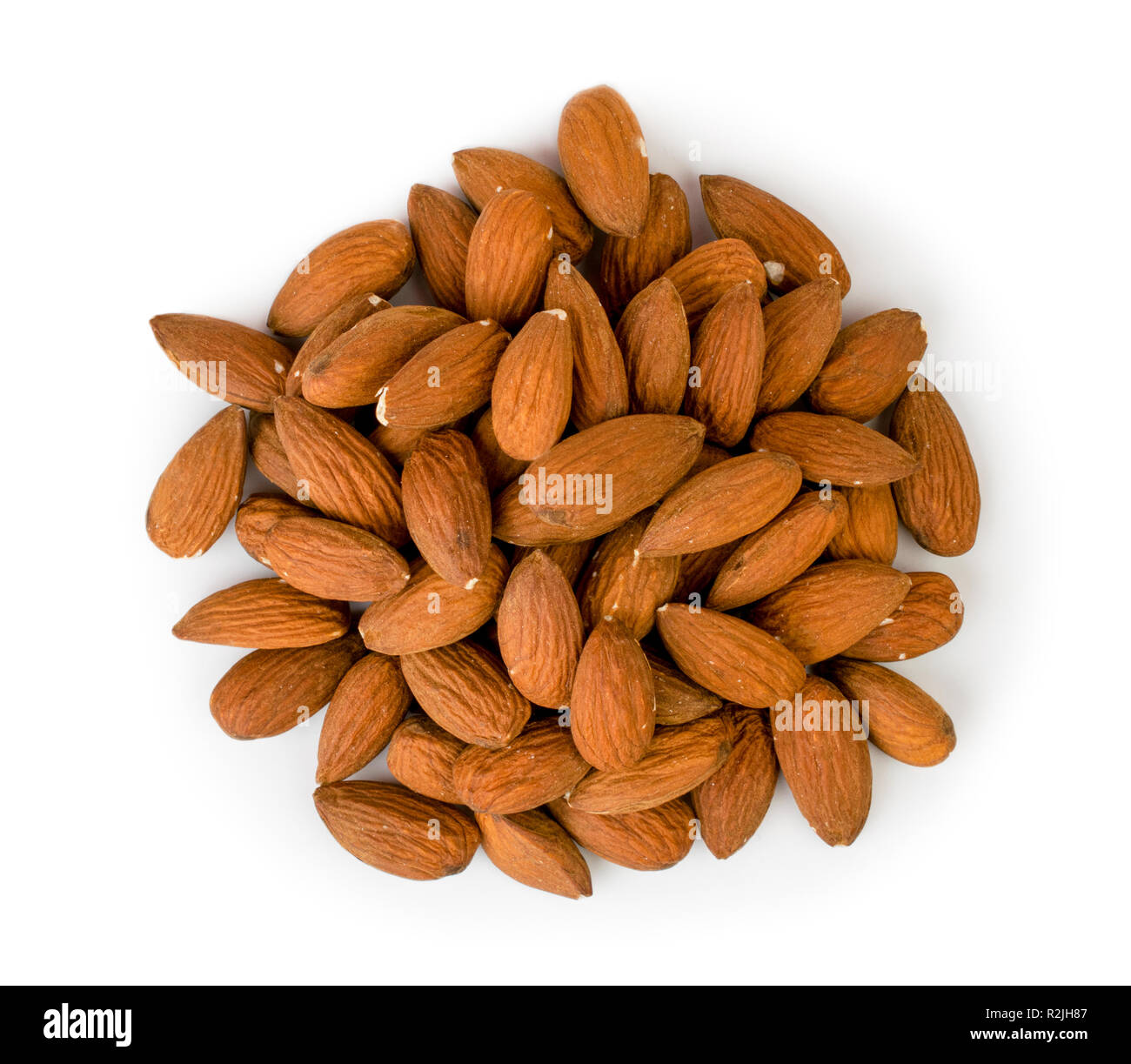 Bunch of almonds top view. Isolated Stock Photo - Alamy