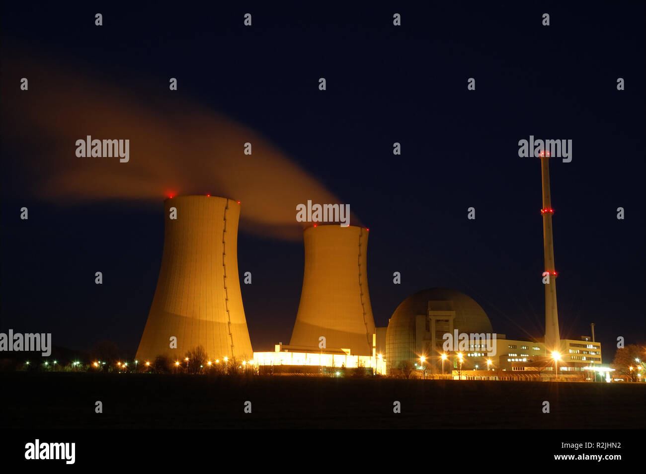 nuclear power plant at night Stock Photo - Alamy