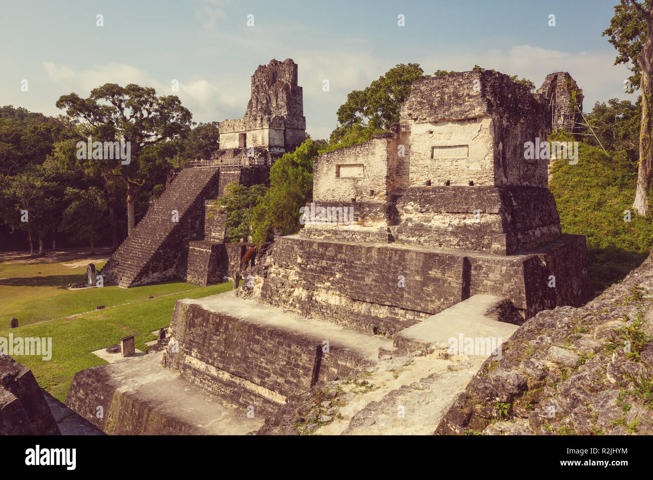Famous ancient Mayan temples in Tikal National Park, Guatemala, Central ...