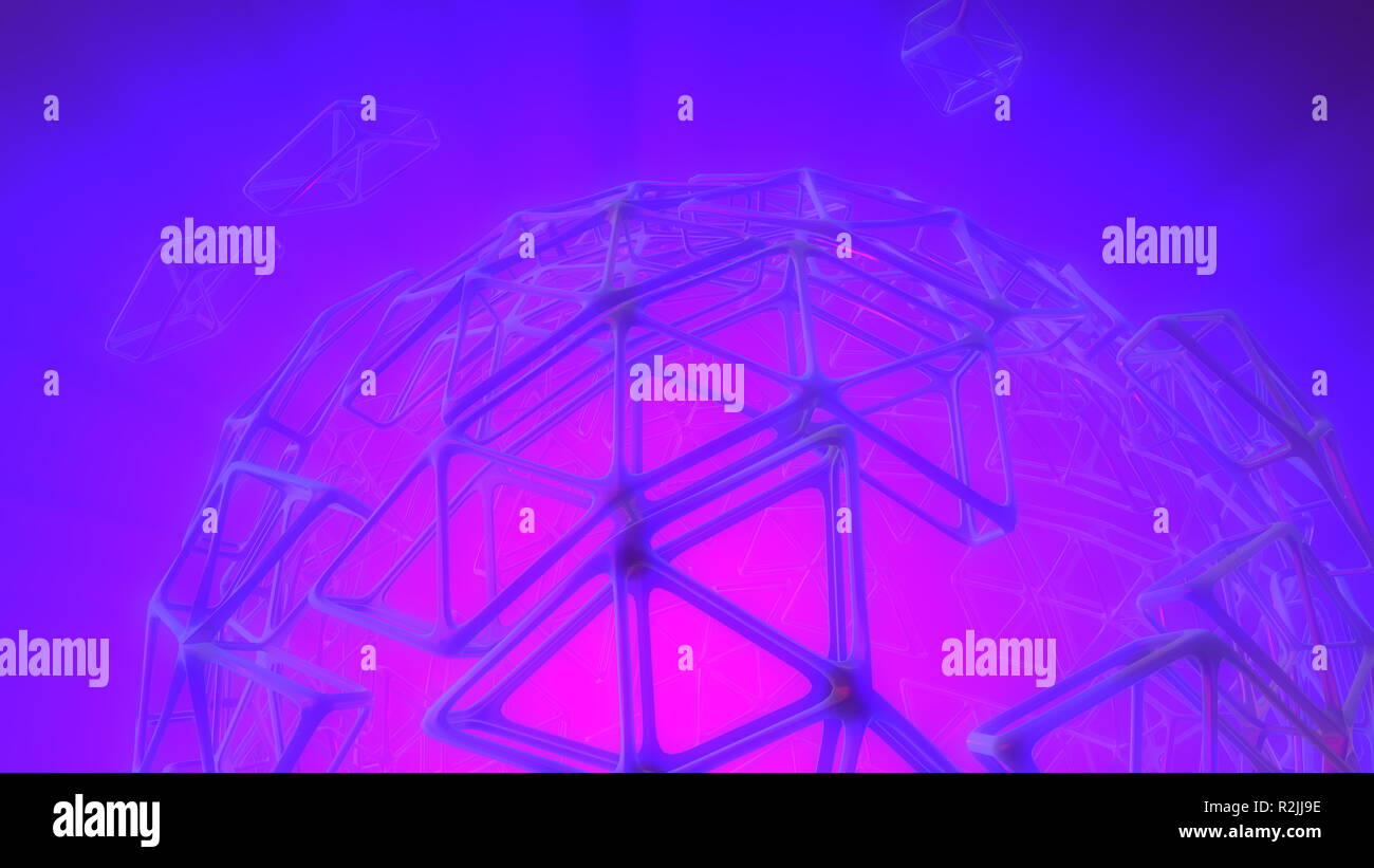 Abstract 3d rendering concept of high poly sphere with chaotic mesh ...