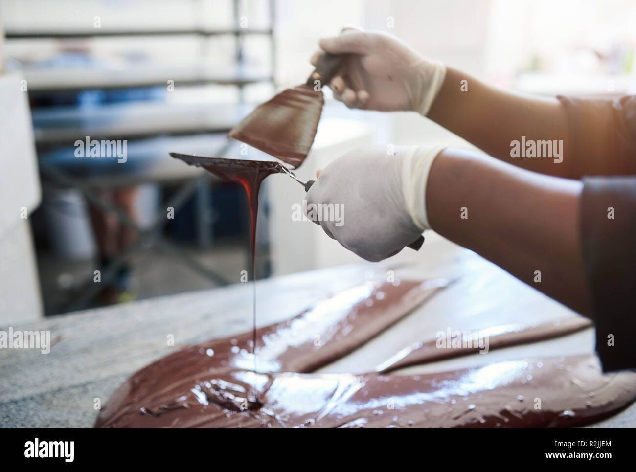 Chocolate factory mixing sugar hi-res stock photography and images - Alamy