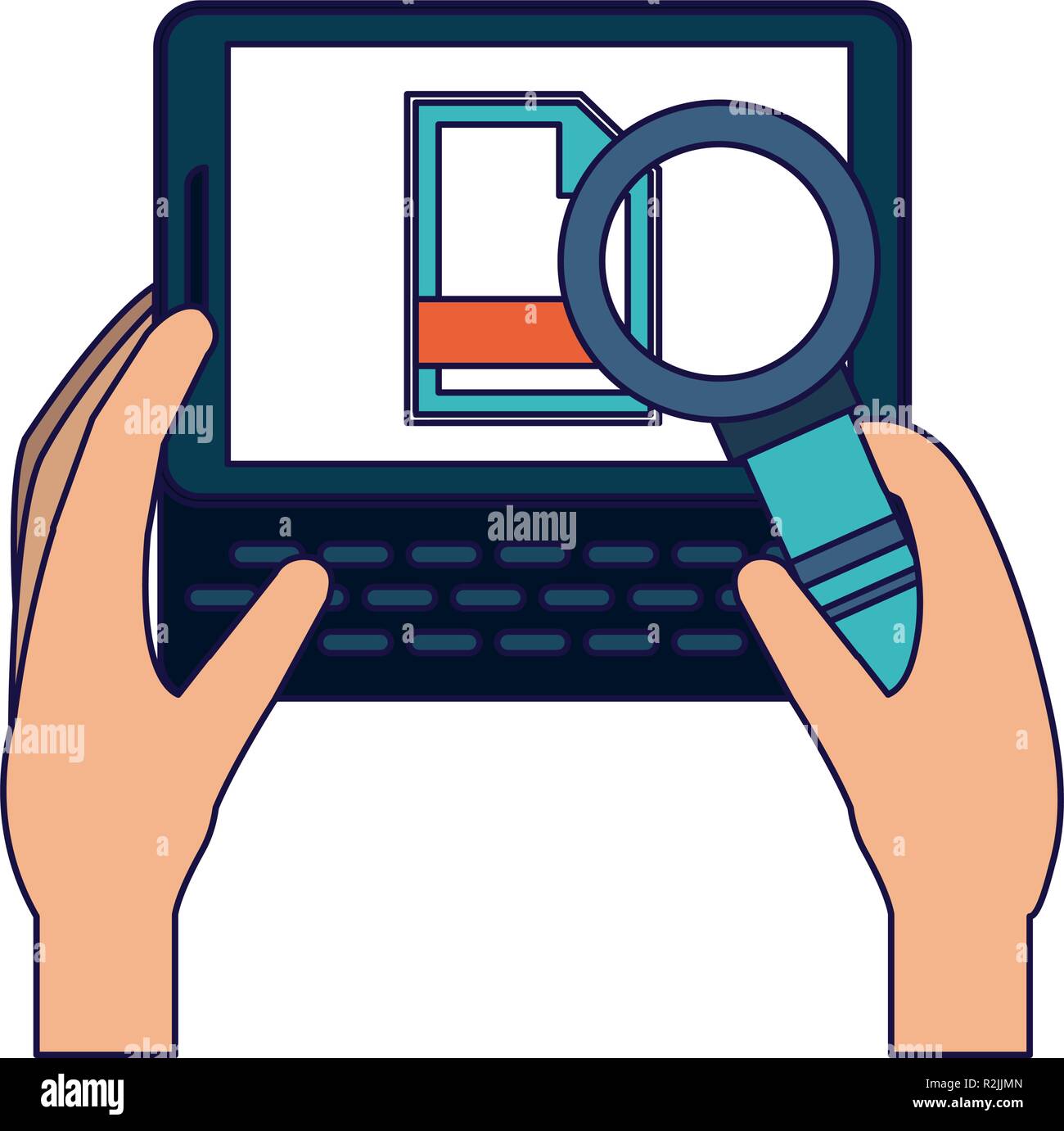 Hands with tablet checking document vector illustration graphic design ...