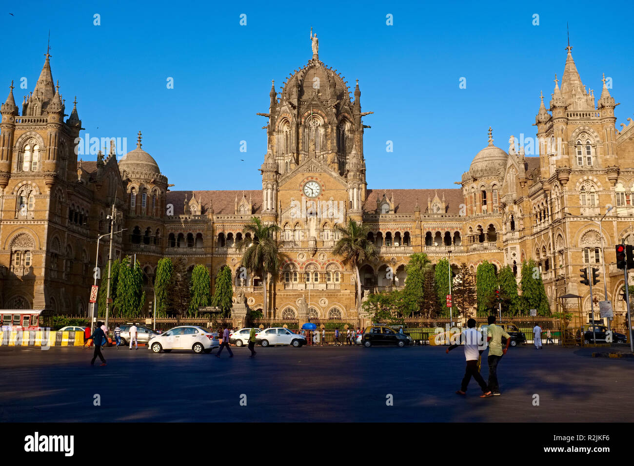 A frontal view of Chhatrapati Shivaji Maharaj Terminus (CSMT) in Mumbai ...