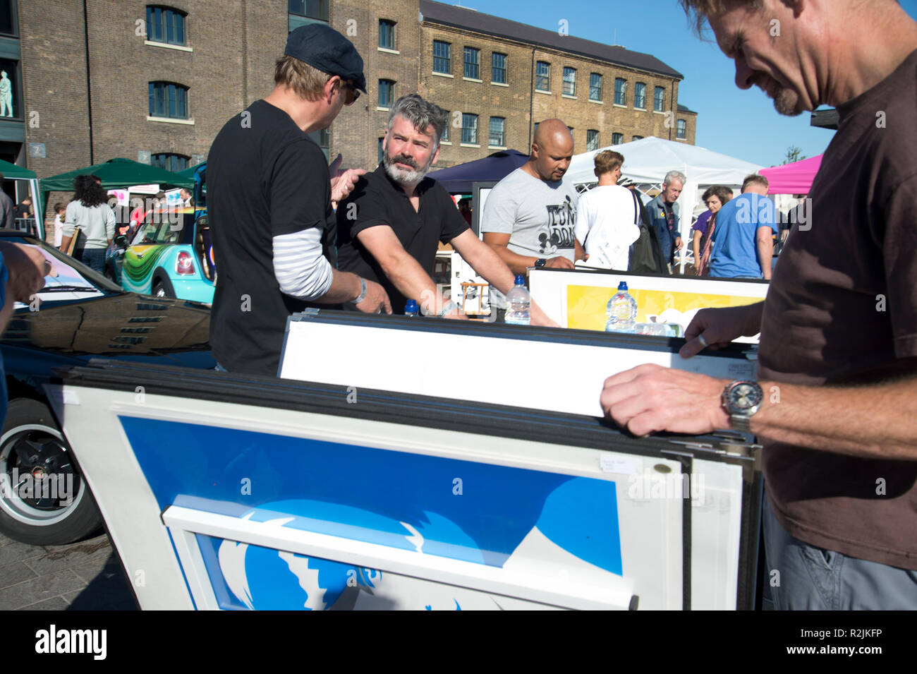 Car Boot Art Fair,2018 , Granary Square, Kings Cross. Pure Evil (centre ...