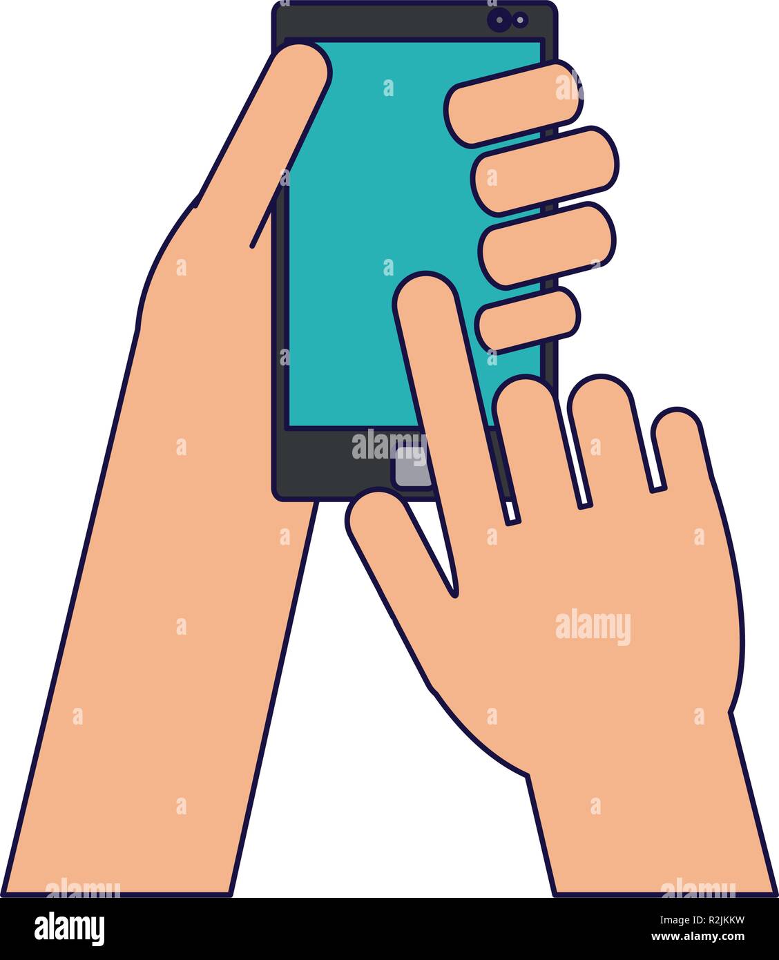 hand touching smartphone screen vector illustration graphic design ...