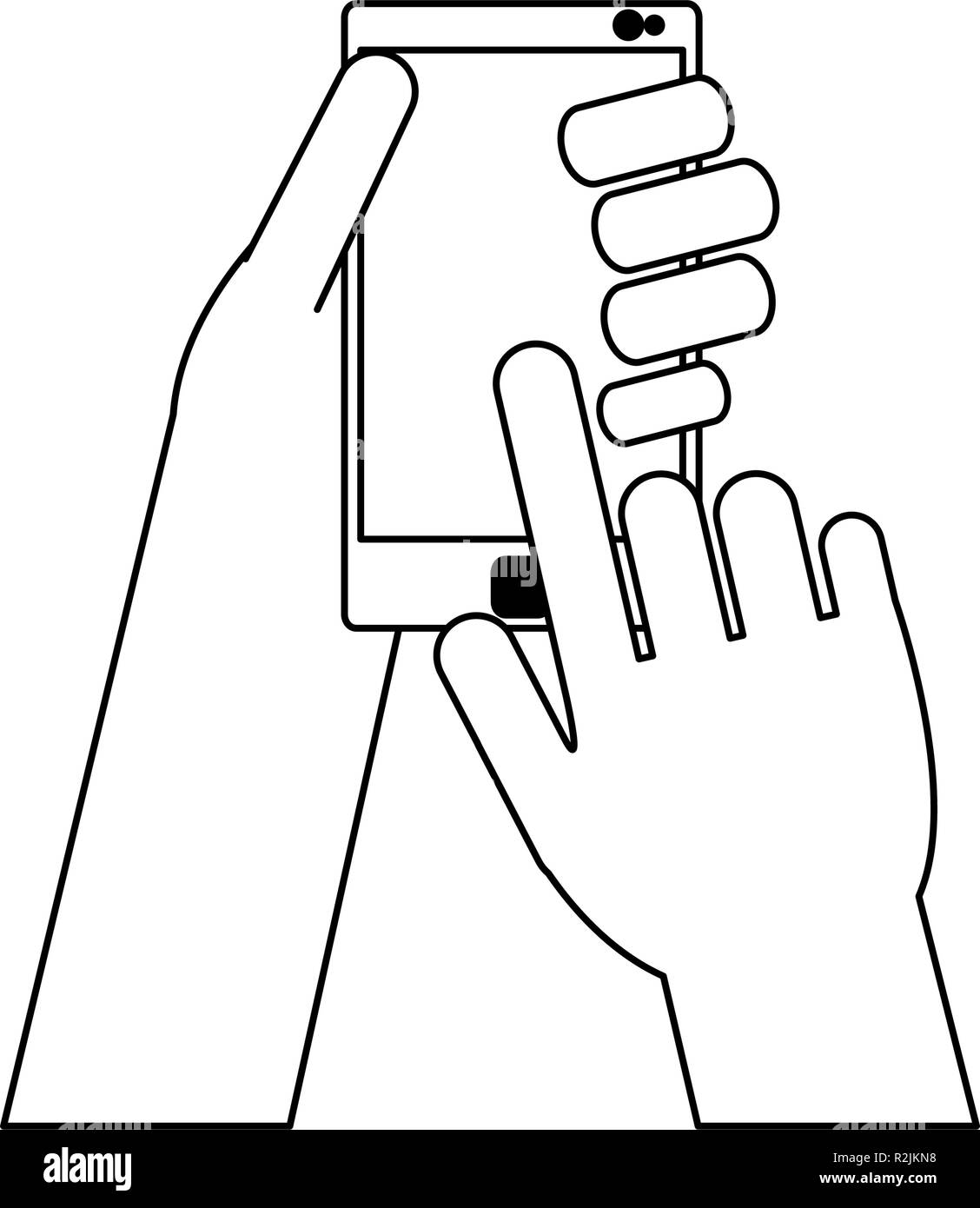 hand touching smartphone screen vector illustration graphic design ...