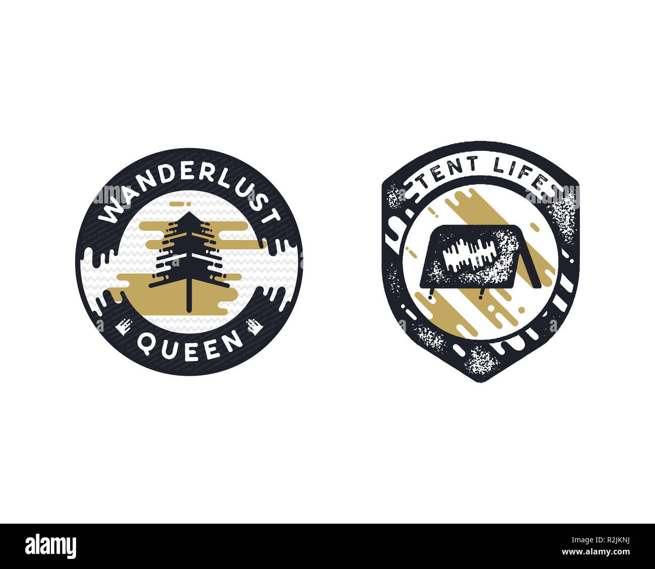 Vintage hand drawn adventure themed retro badges. Wanderlust logos are ...