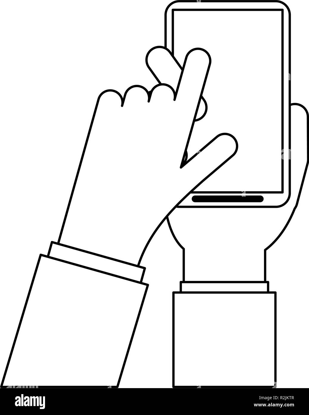 Hands touching smartphone screen vector illustration graphic design ...