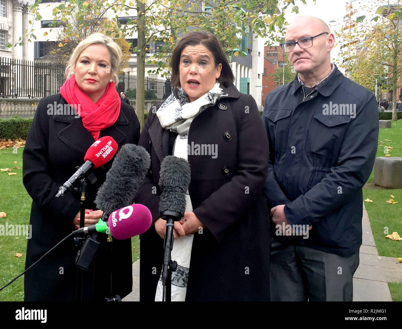 (Left to right) Sinn Fein's Michelle O'Neill, Mary Lou McDonald and ...