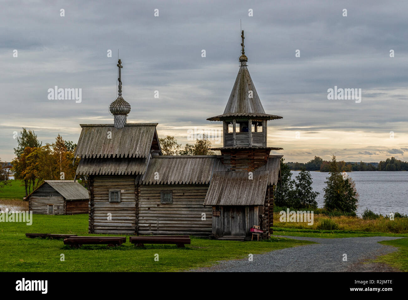 The outdoor museum of Kizhi Island on Lake Onega, Russia. Chapel of the ...