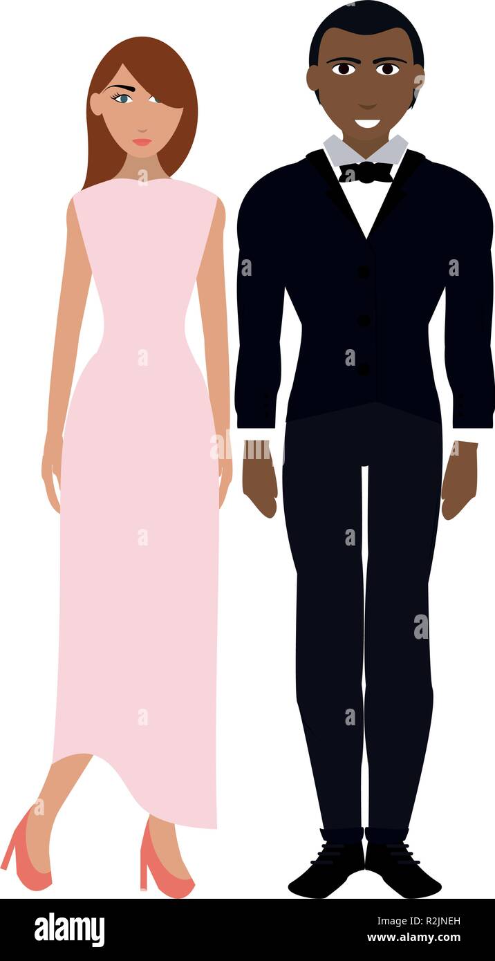Young model couple with fashion clothes vector illustration graphic ...