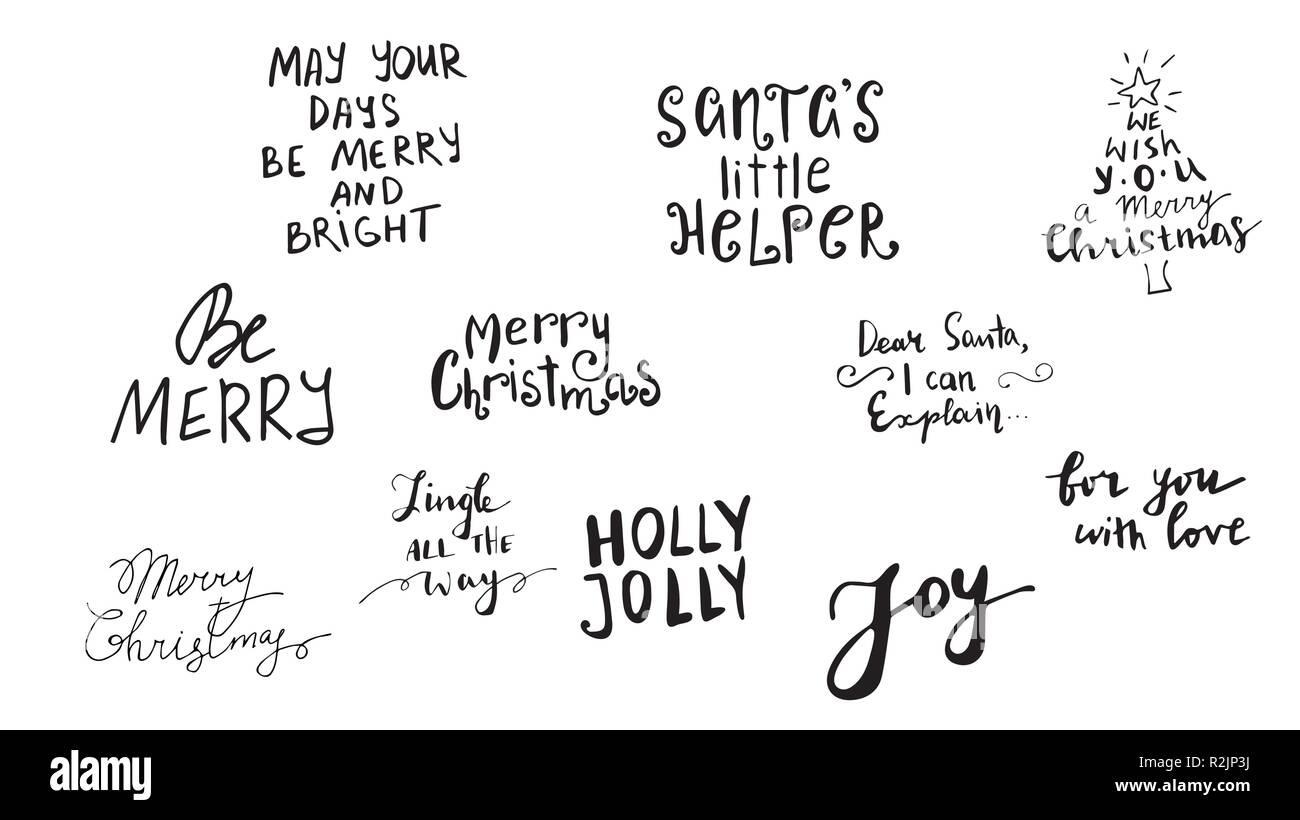 Set of Christmas lettering handwritten Stock Vector Image & Art - Alamy