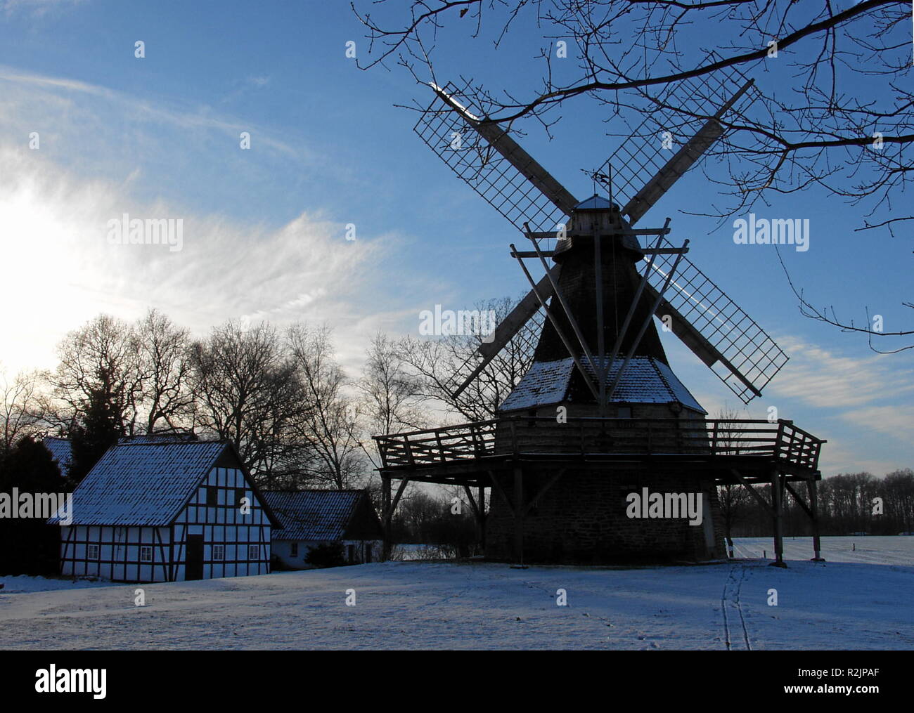 windmill gallery dutchmen in winter (4 Stock Photo - Alamy