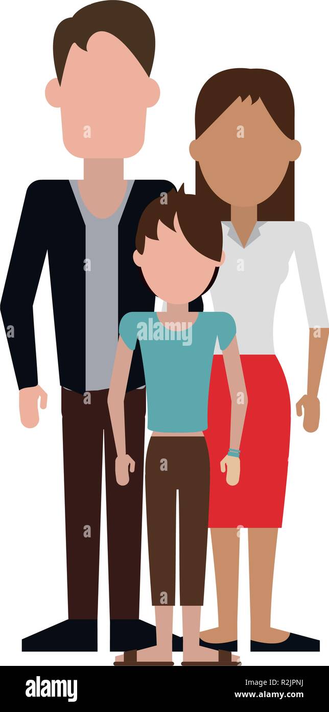 Parents with son faceless avatar vector illustration graphic design ...
