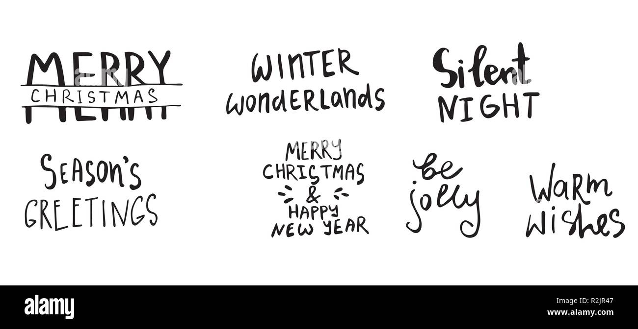Set of Christmas lettering handwritten Stock Vector Image & Art - Alamy
