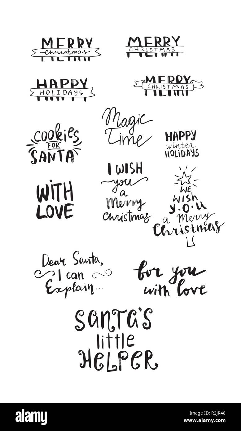 Set of Christmas lettering handwritten Stock Vector Image & Art - Alamy