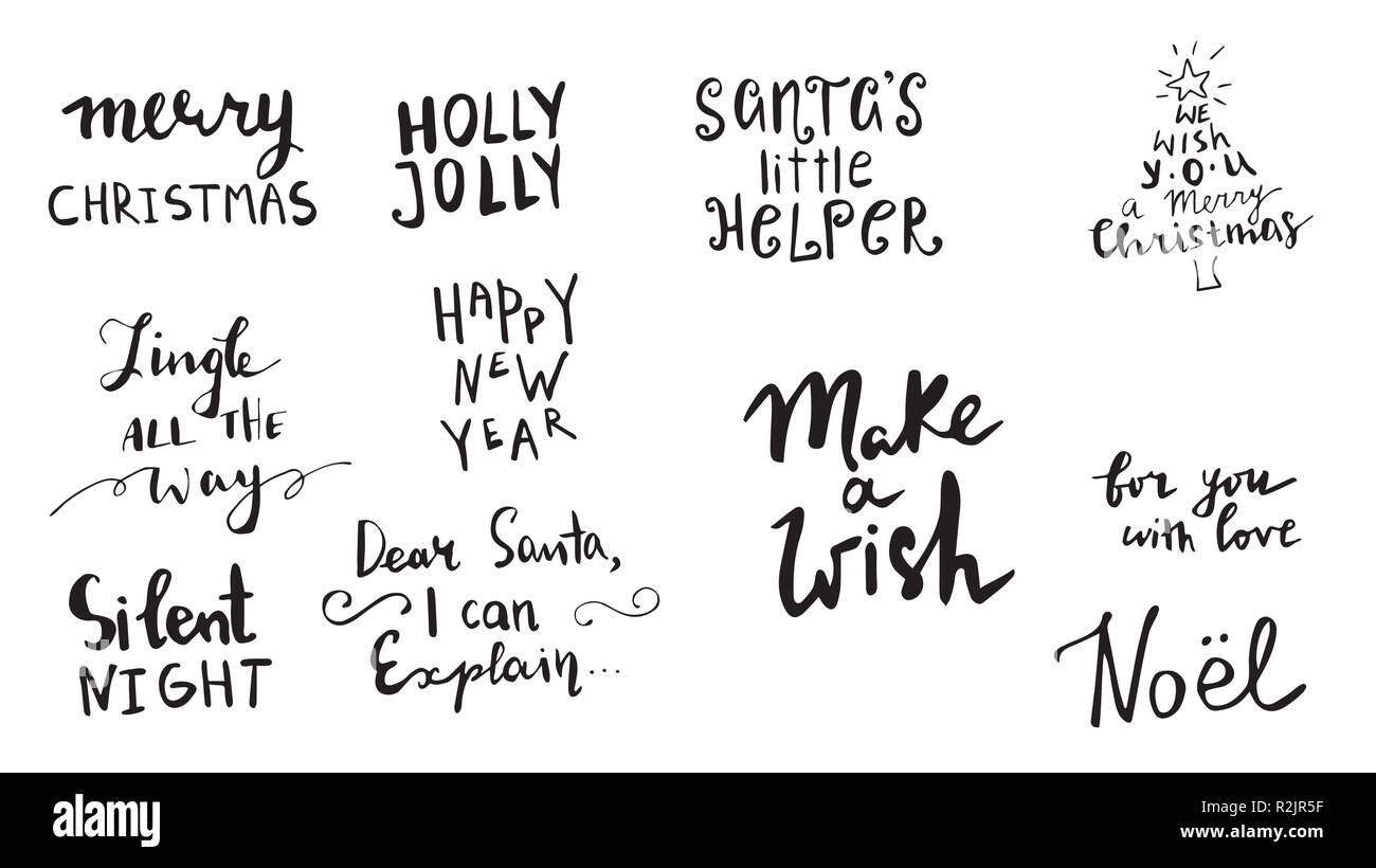 Set of Christmas lettering handwritten Stock Vector Image & Art - Alamy