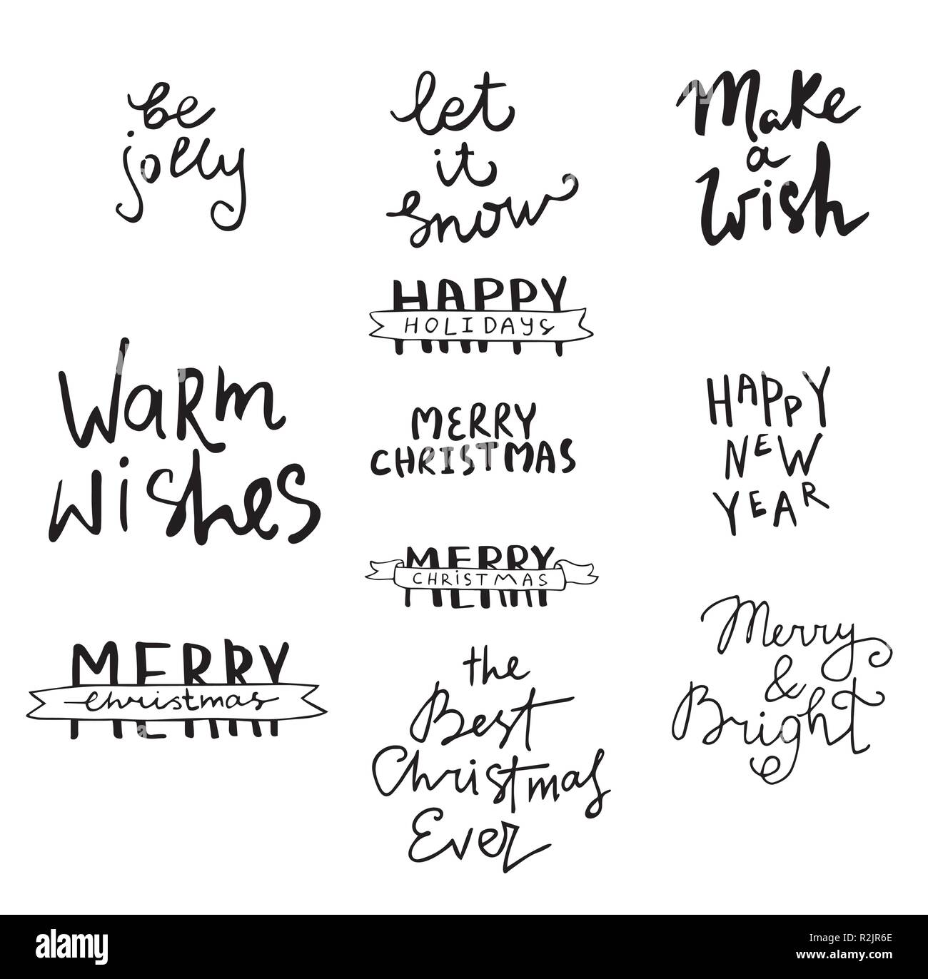 Set of Christmas lettering handwritten Stock Vector Image & Art - Alamy