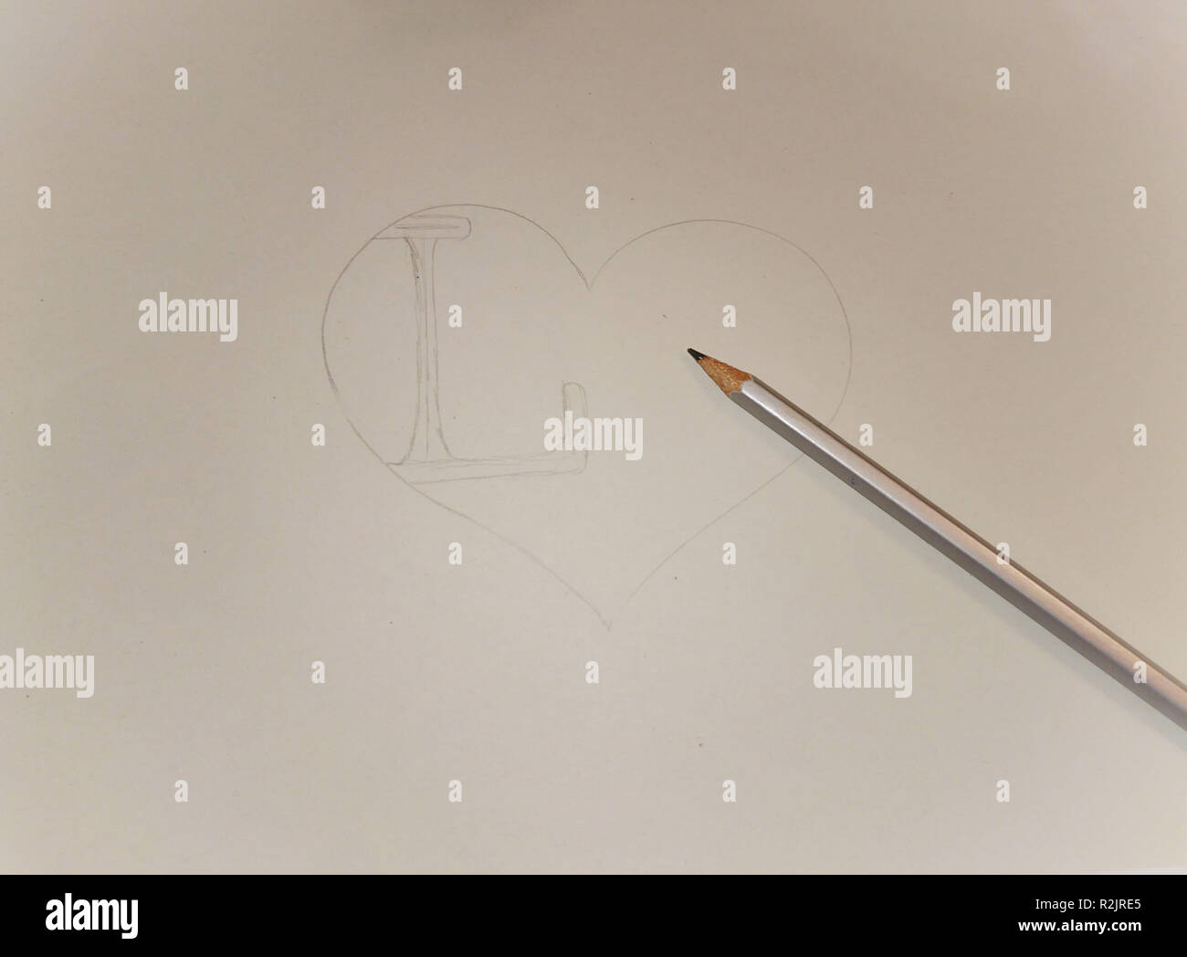 DIY, Drawing, Pencil, Heart, Love, Draft, Sketch Stock Photo - Alamy