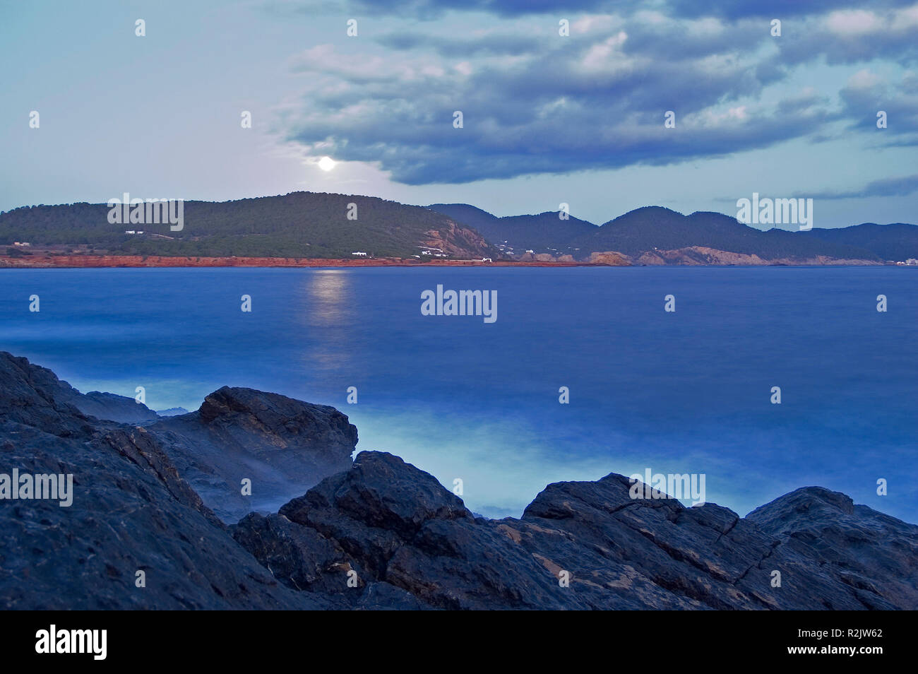 moonlight over ibiza Stock Photo - Alamy