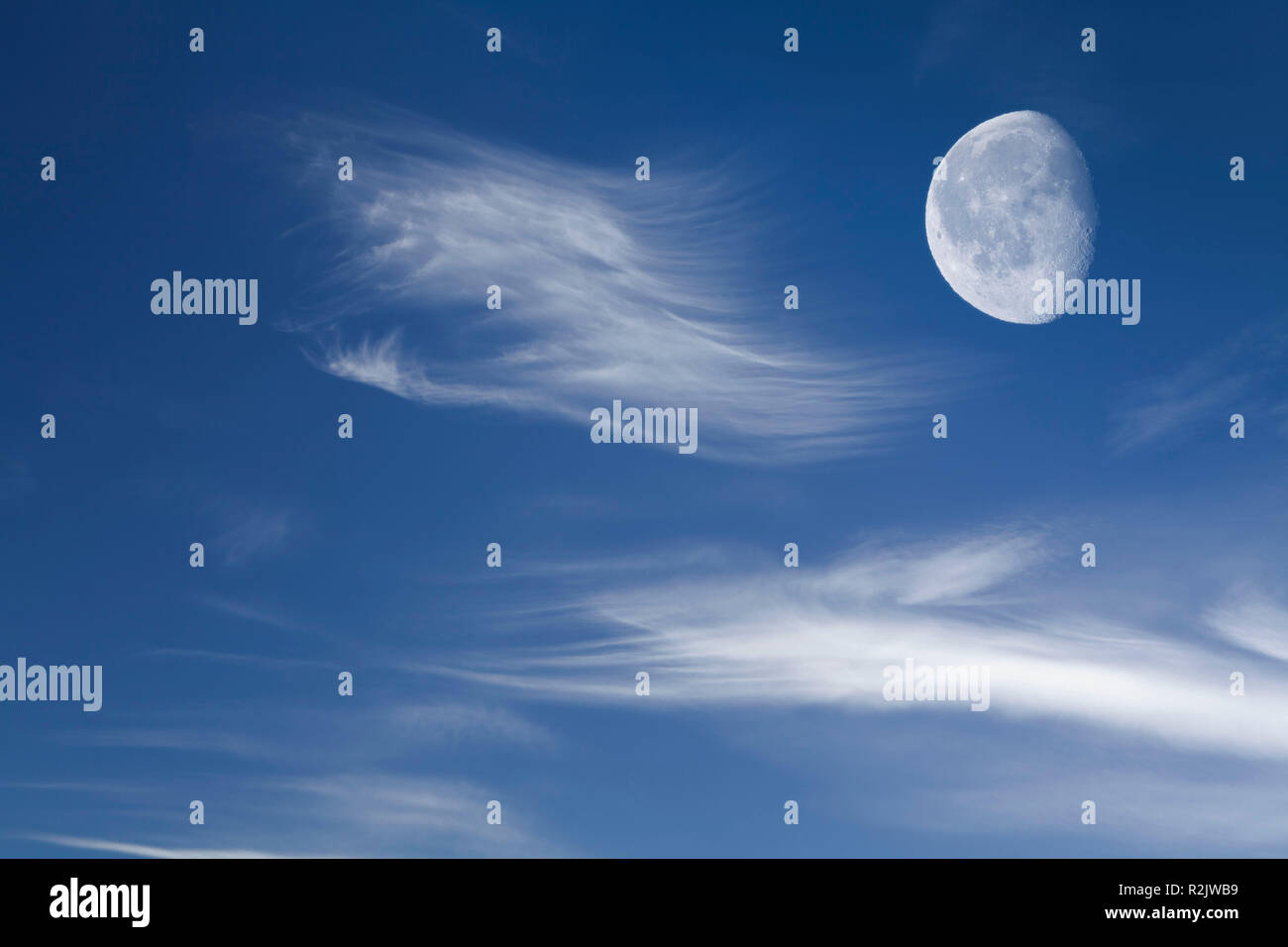 Cirrus with moon Stock Photo - Alamy