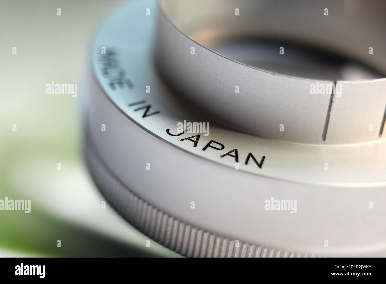 Polaroid lens made in japan, close-up Stock Photo - Alamy