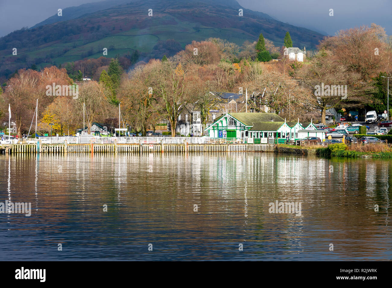 The Colourful Pier Building and Landing Stages at Waterhead Ambleside ...