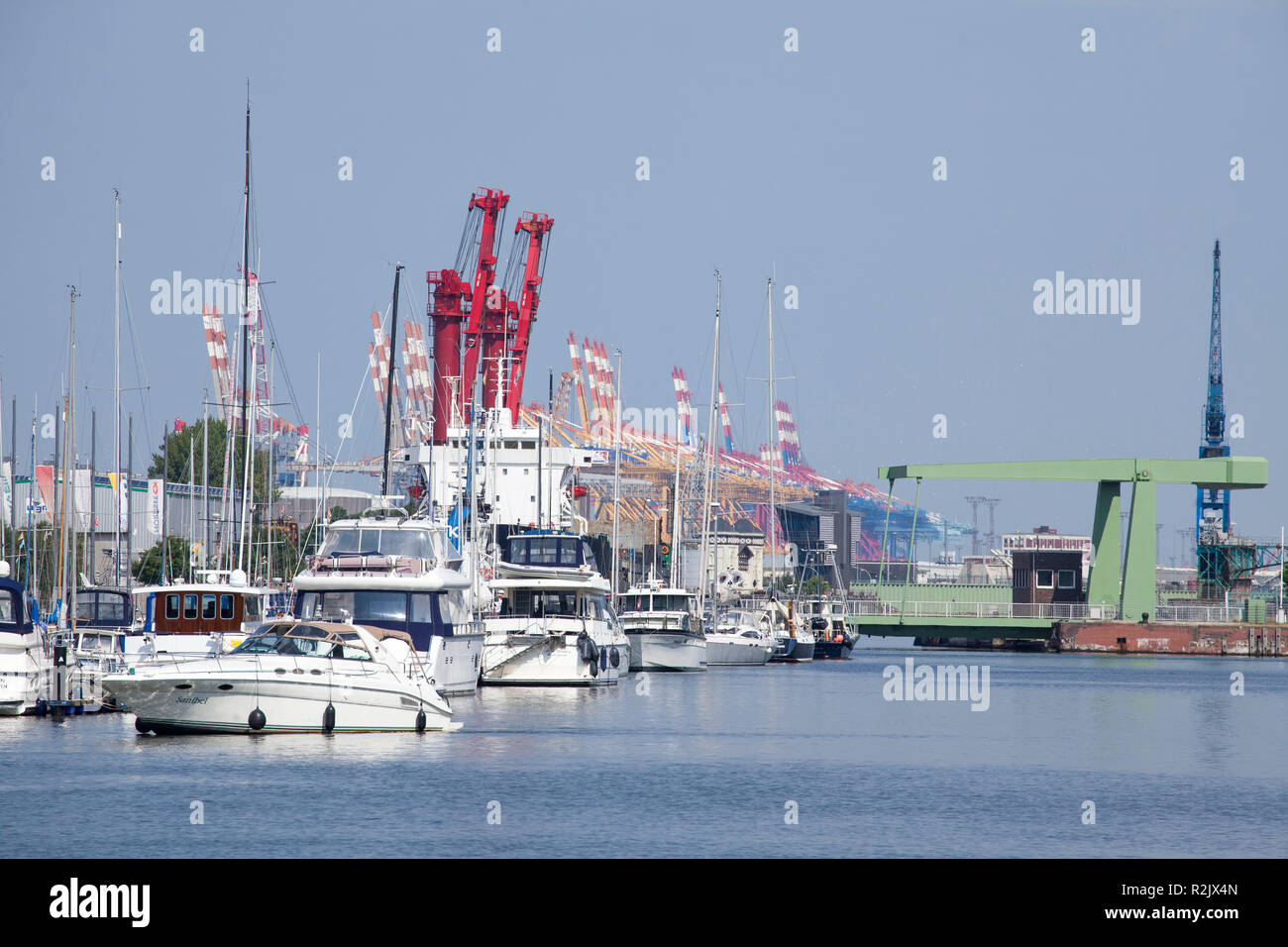 Ships, Drawbridge, New Harbor, Bremerhaven, Bremen, Germany Stock Photo ...