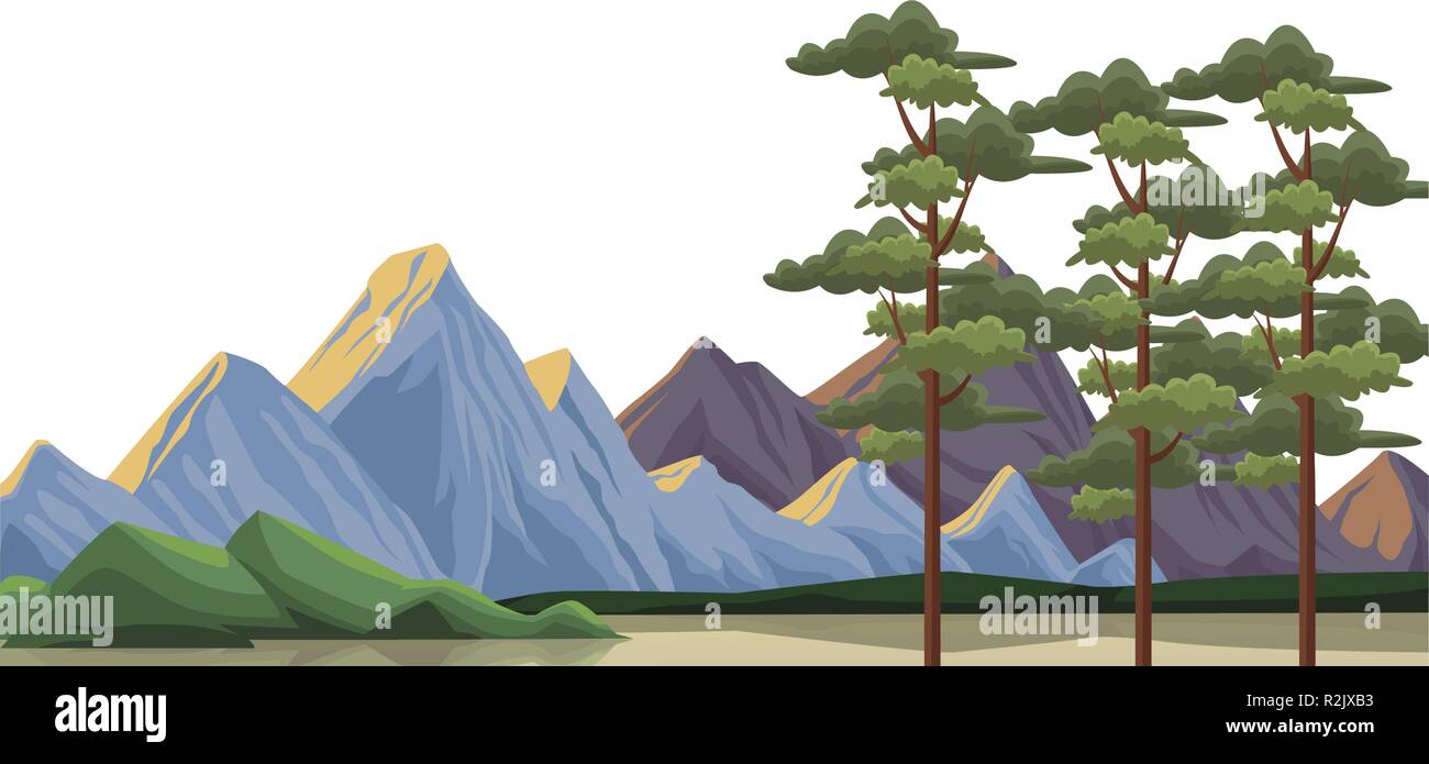 Beautiful landscape scenery with mountains isolated vector illustration ...