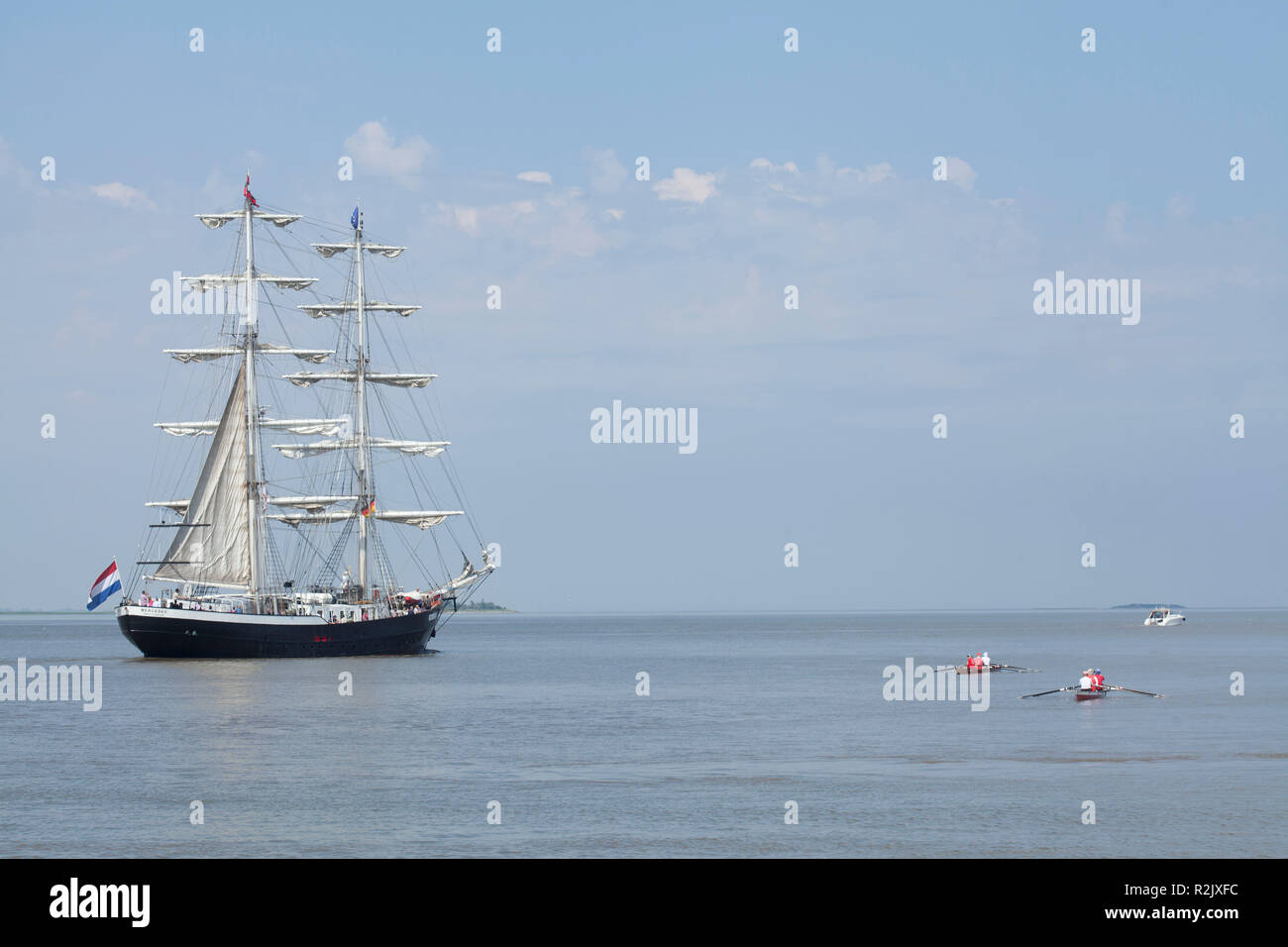 Sailing ship Mercedes Amsterdam on the outer Weser, Bremerhaven, Bremen ...