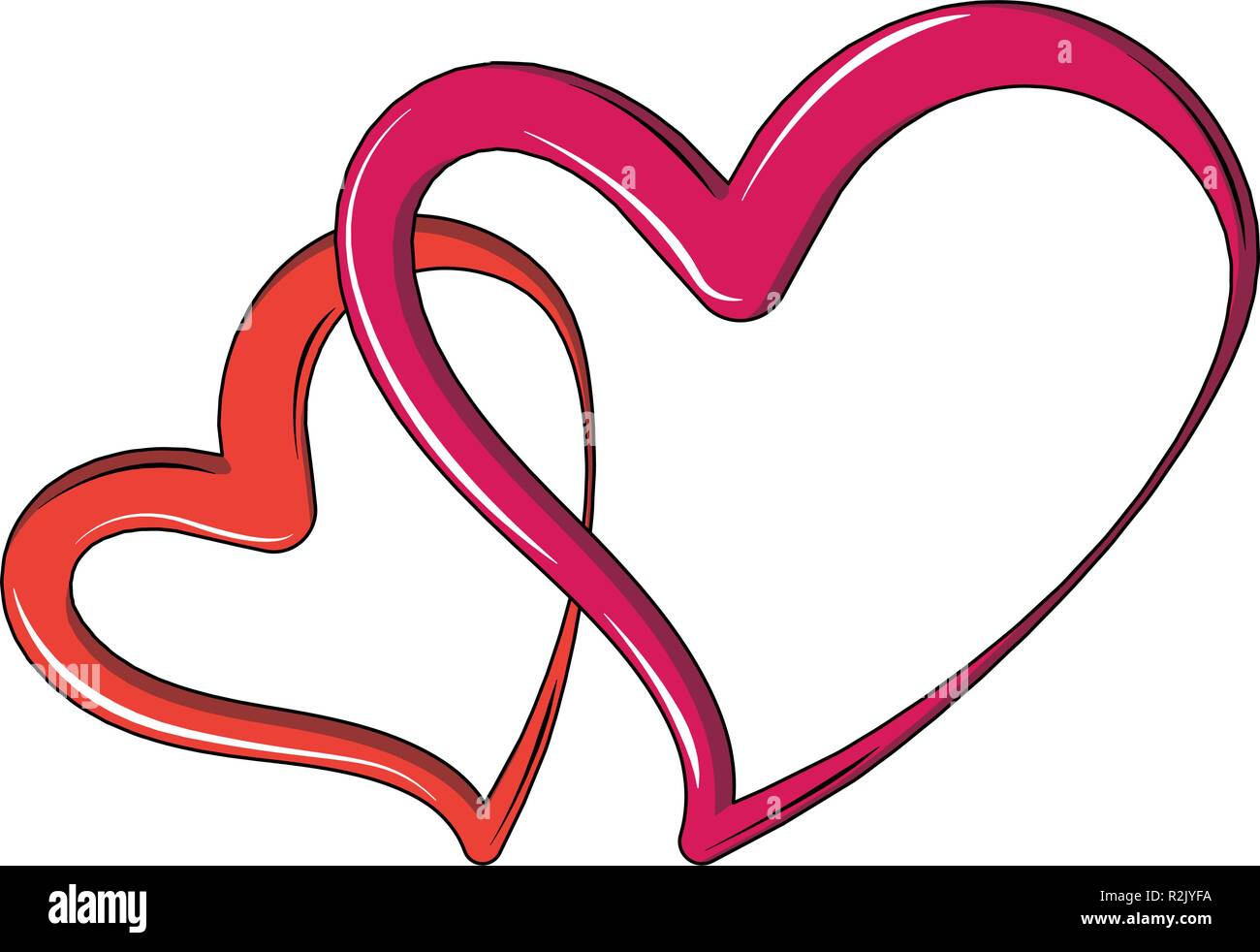 Two hearts cartoon vector illustration graphic design Stock Vector ...