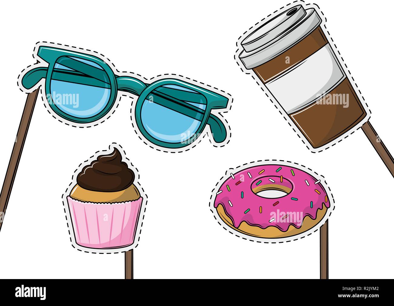 Booth prop party and fashion elements vector illustration graphic ...
