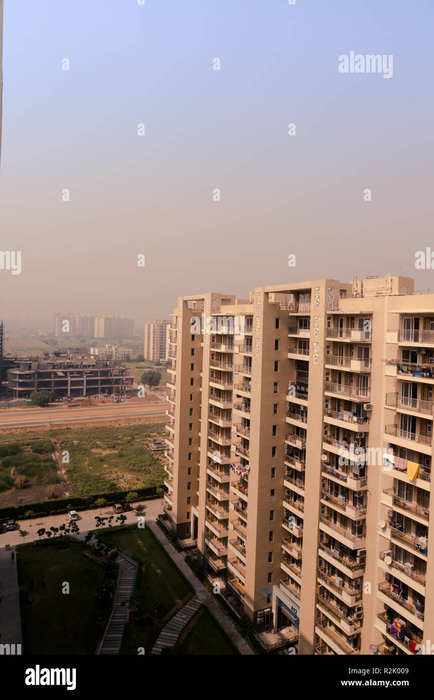 Gurgaon, India - Circa 2018: Housing sociery skyscrapers and buildings ...
