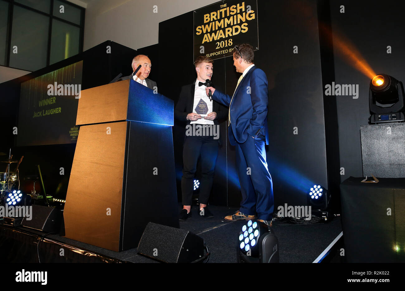 British Swimming athlete of the year winner Jack Laugher with presenter ...