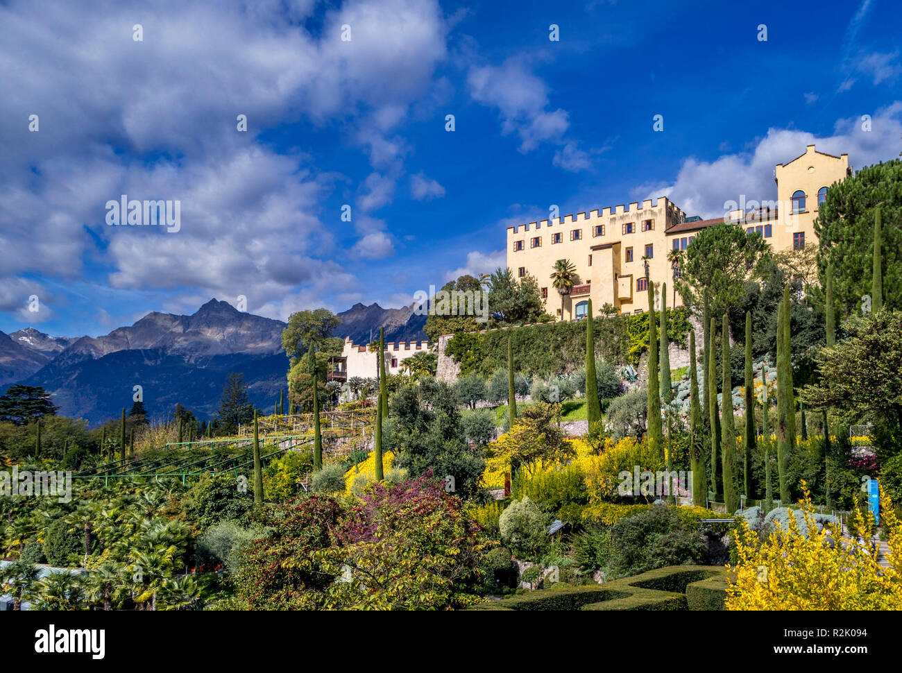 The gardens of Trauttmansdorff Castle, Meran, South Tyrol, Italy ...