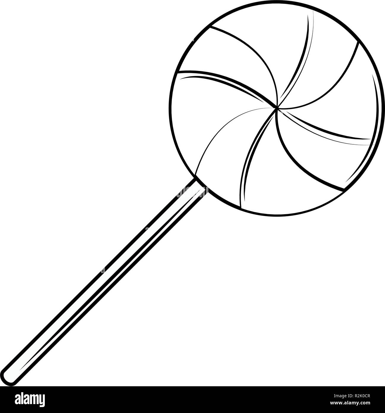 Sweet lollipop candy black and white vector illustration graphic design ...
