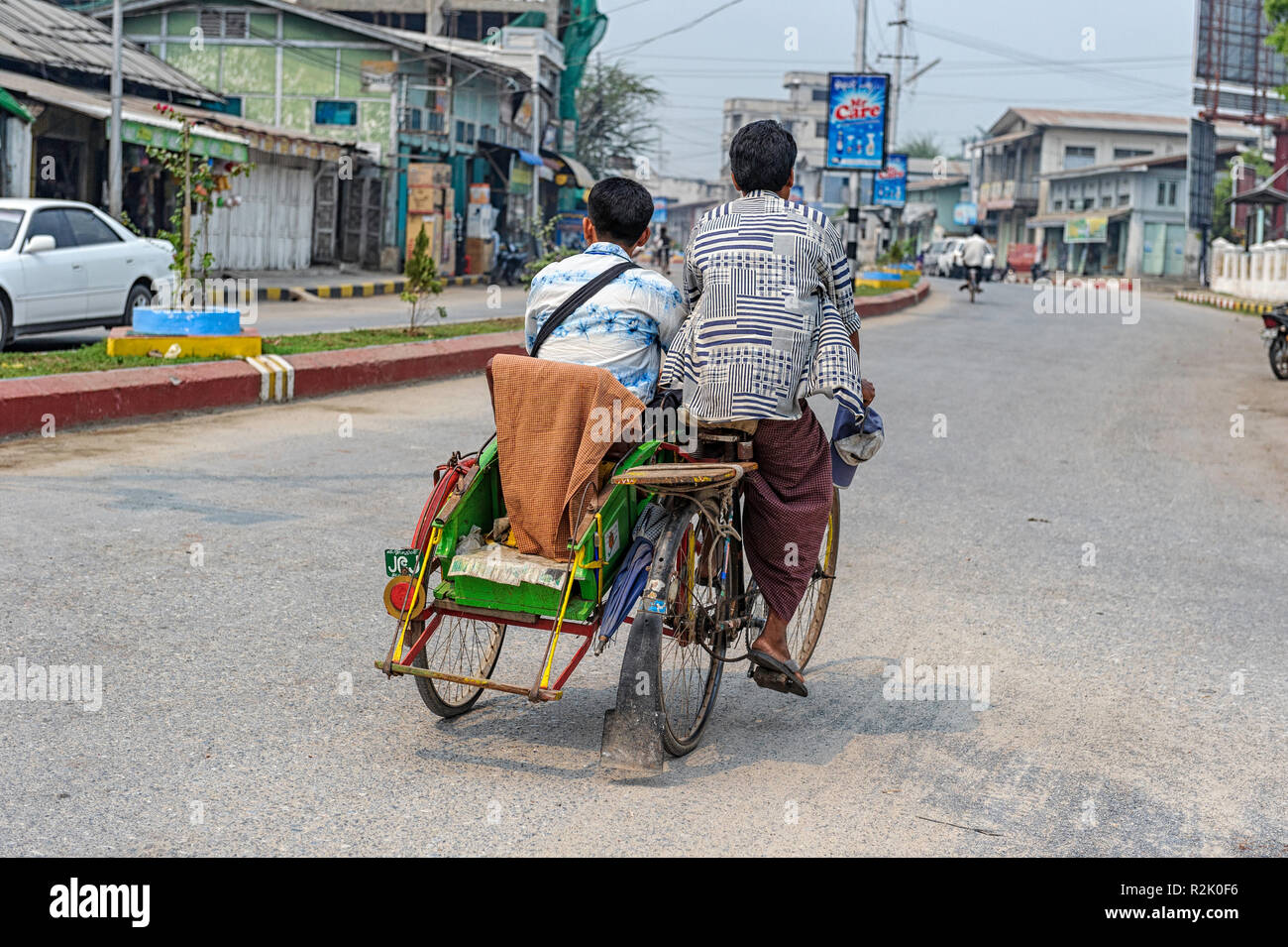 Bicycle taxi street scene in Sagaing Myanmar (Burma Stock Photo - Alamy