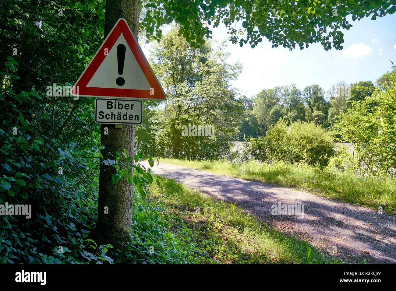 Warning sign beaver damages hi-res stock photography and images - Alamy