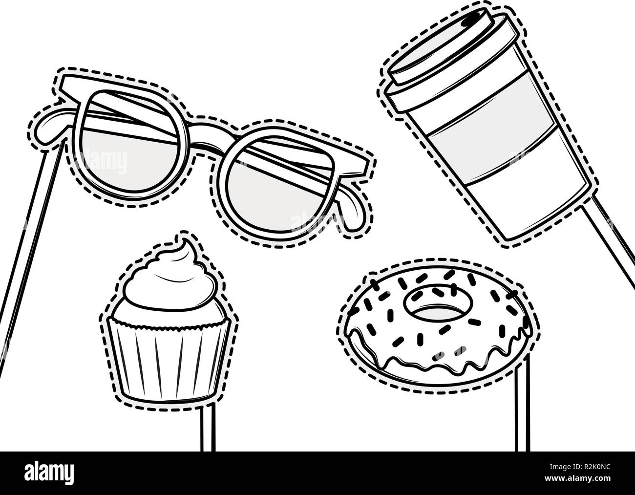 Booth prop party and fashion elements black and white vector ...