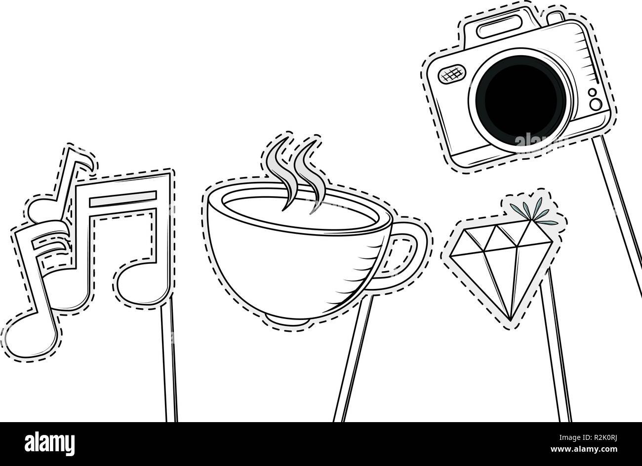 Booth prop party and fashion elements black and white vector ...