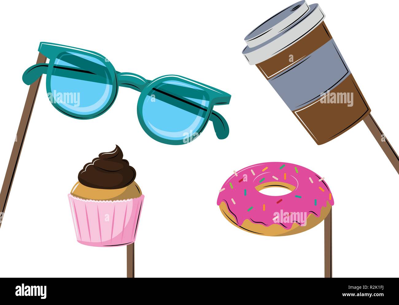 Booth prop party and fashion elements vector illustration graphic ...