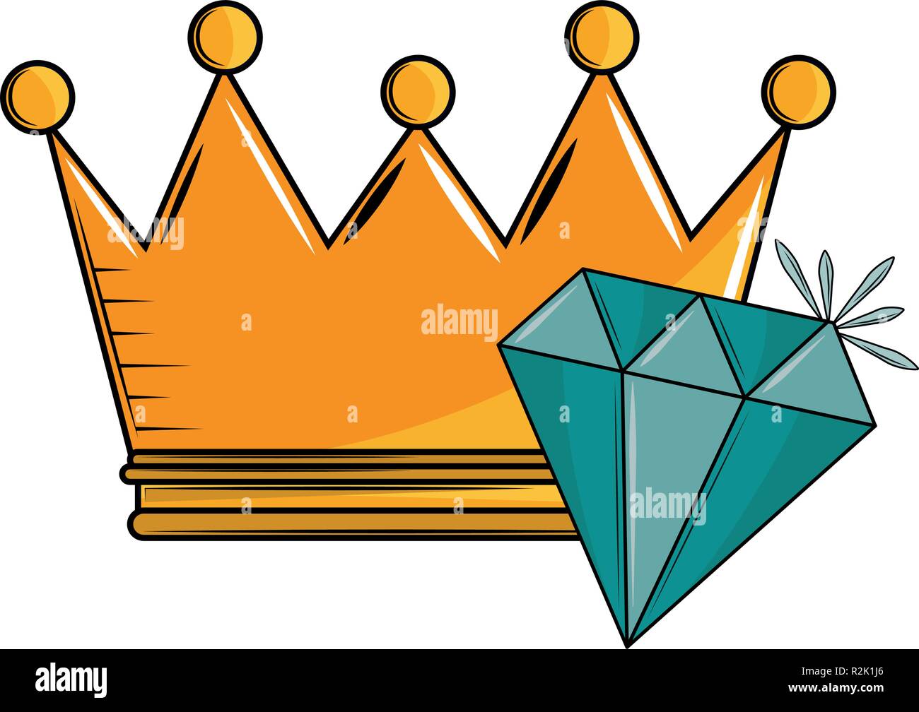 King crown and diamond cartoons vector illustration graphic design ...