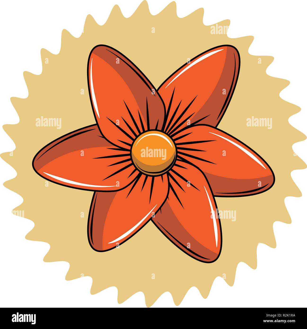 Flower symbol cartoon round label frame vector illustration graphic ...