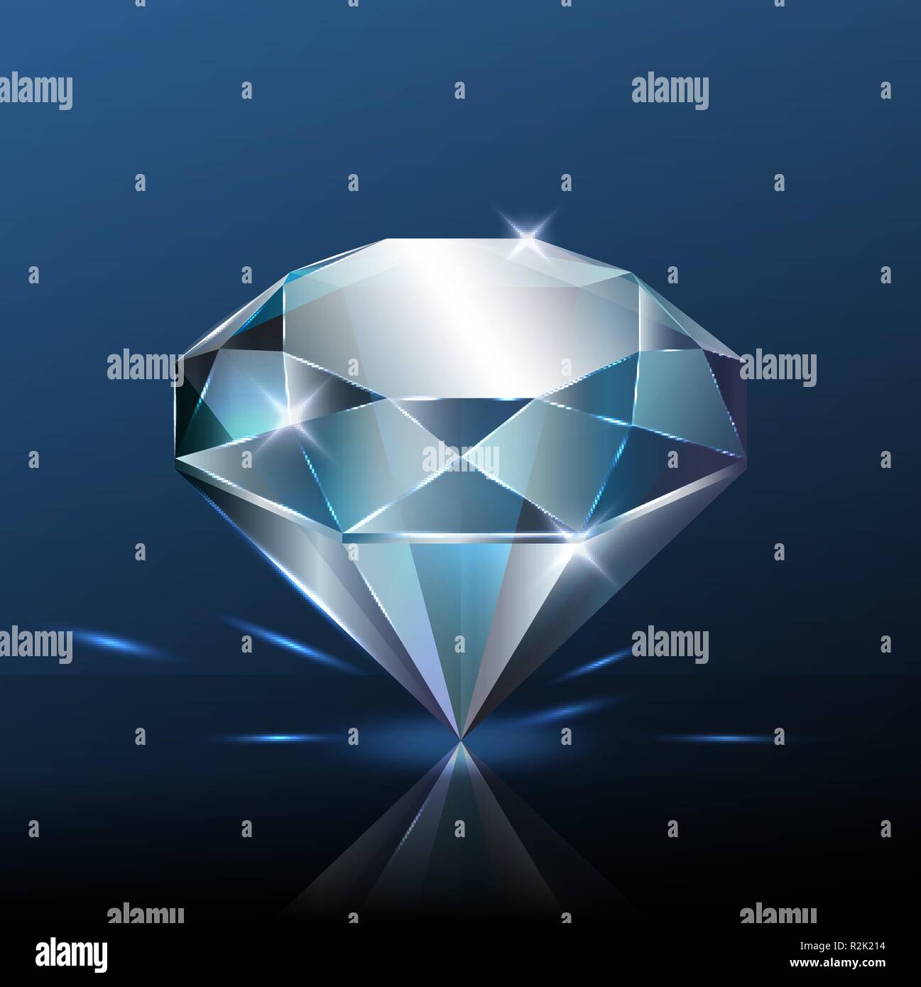 Big pure blue diamond with glitter, vector illustration Stock Vector ...
