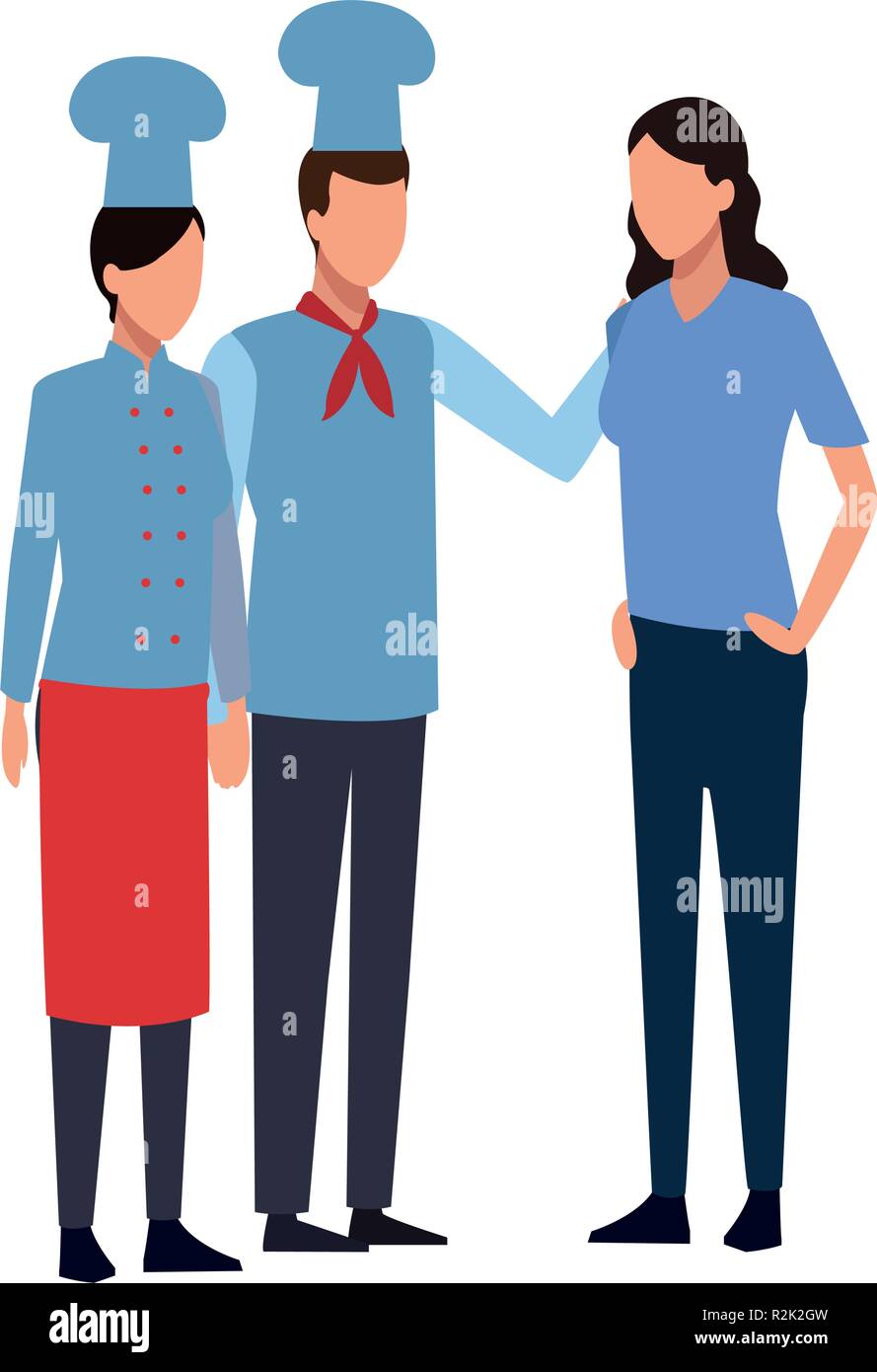 Chefs talking with customer avatar vector illustration graphic design ...