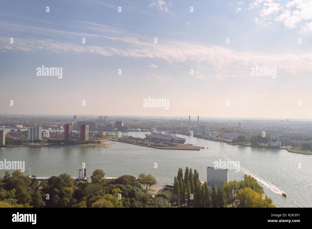 aerial view of modern Rotterdam cityscape with river Stock Photo - Alamy