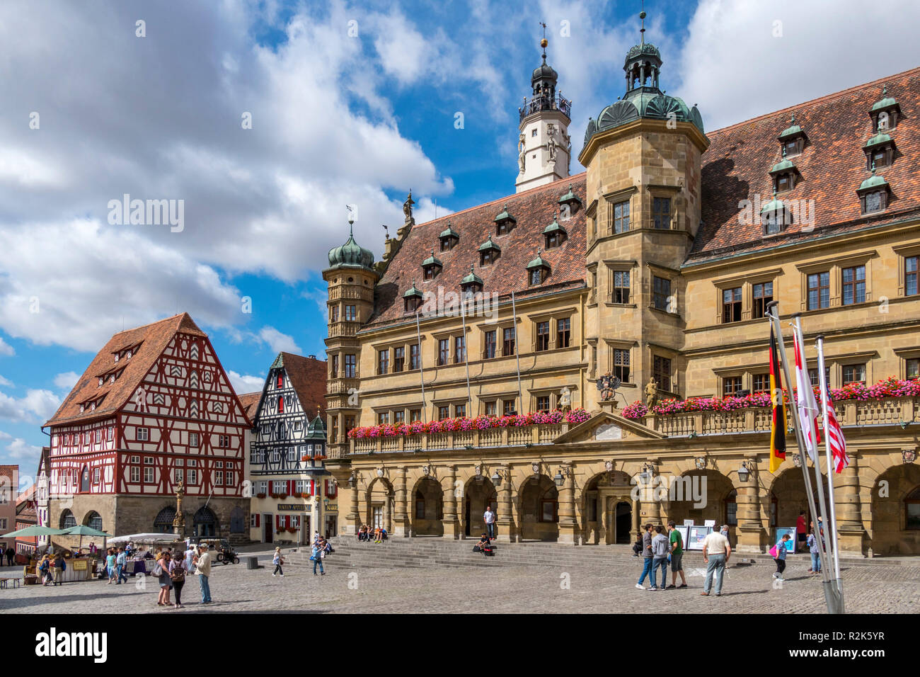 Town Hall at Market Square, Rothenburg ob der Tauber, Germany Stock ...