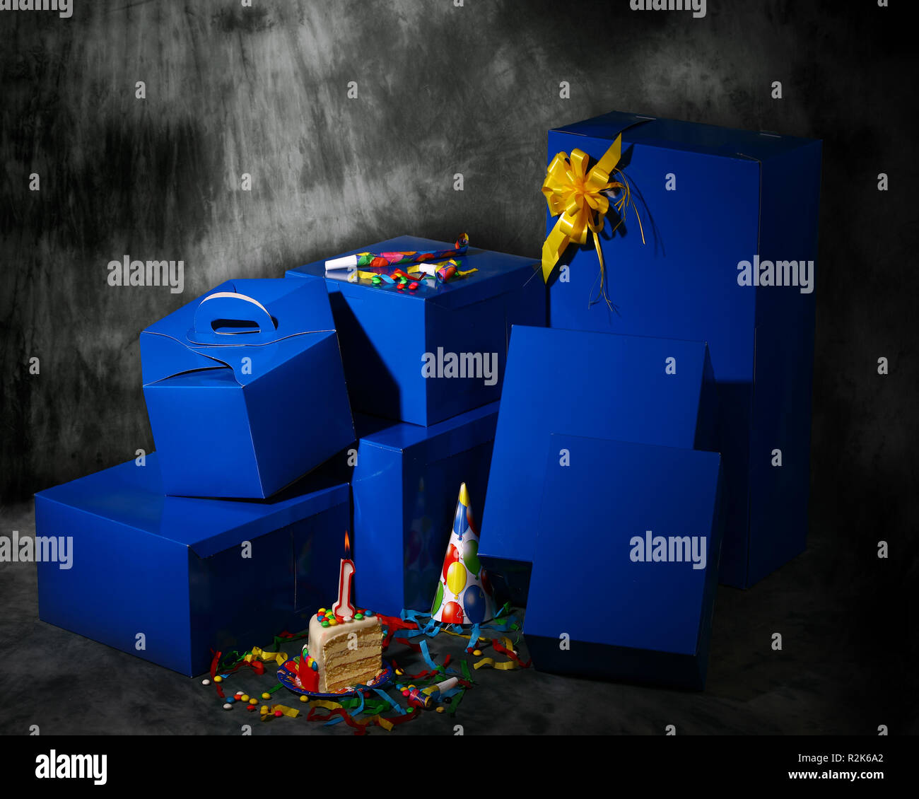 A shot of different types of blue packaging Stock Photo - Alamy