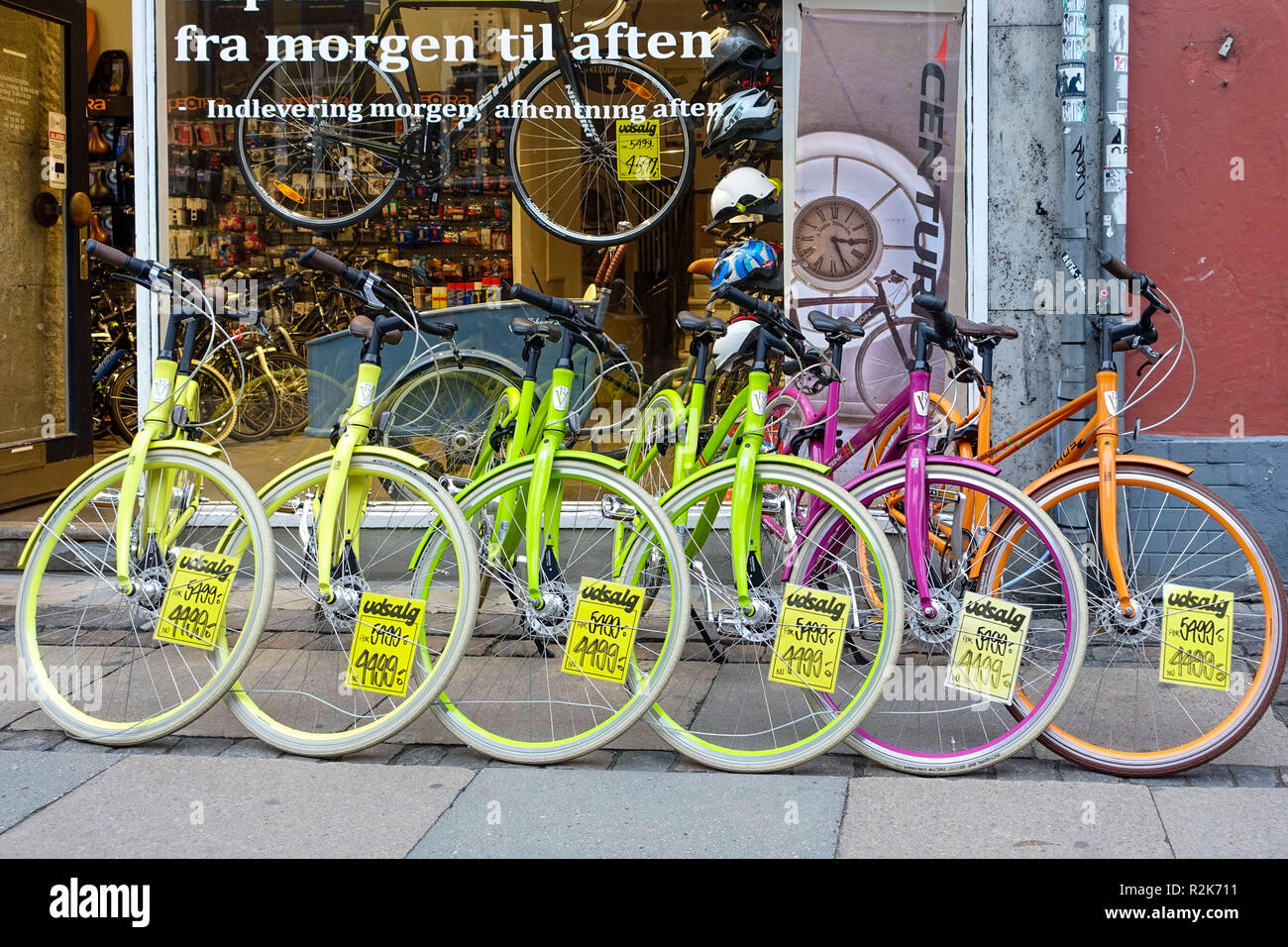 Colorful bicycles in Copenhagen, Denmark Stock Photo - Alamy